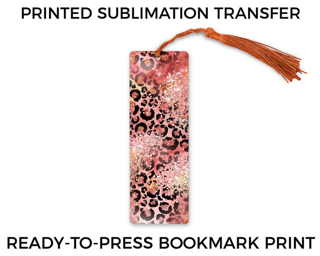 Pink and Peach Glitter Leopard Print Bookmark, Printed Sublimation ...