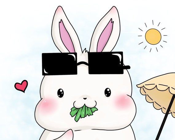 Cute Beach Bunny Sticker Phone Accessories Cartoon Rabbit Art Vinyl ...