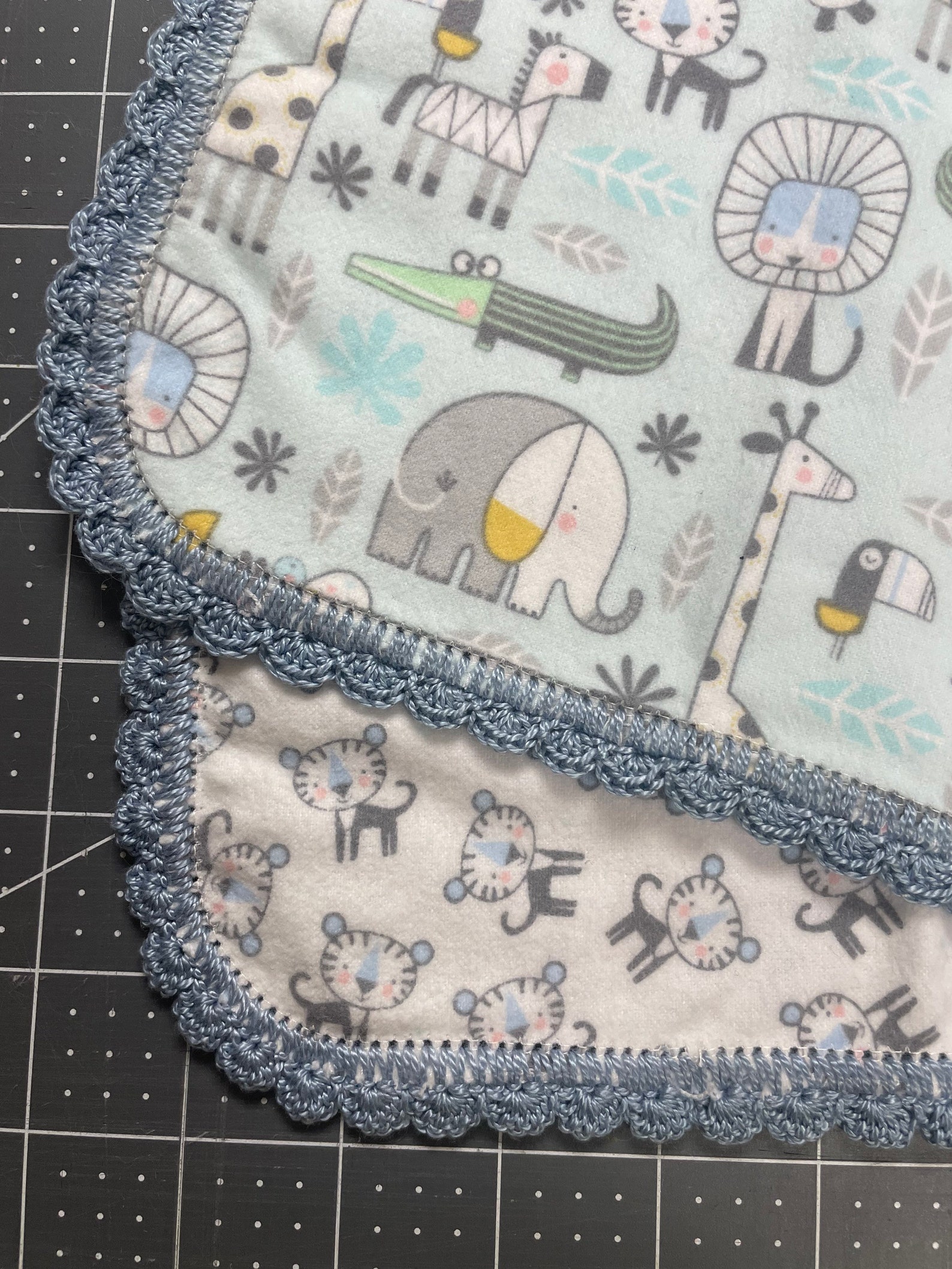 Baby Burp Cloth: Crochet Edge, Jungle Animals - Etsy