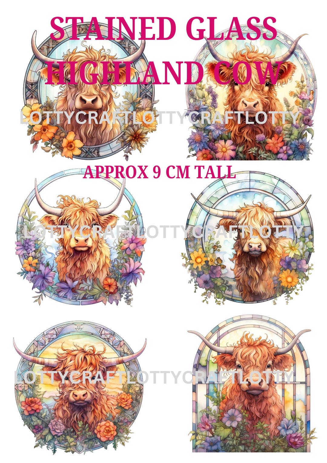 Stained Glass Highland Cows Mulberry Rice Paper Design for Decoupage - Etsy