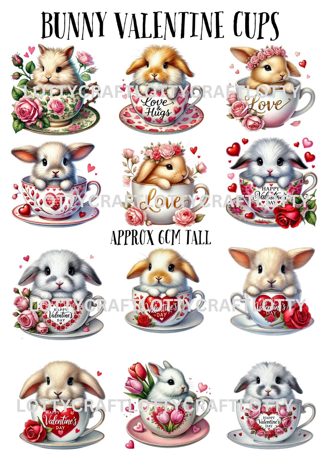 Valentine Teacup Bunnies A4 Mulberry Rice Paper for Decoupage - Etsy