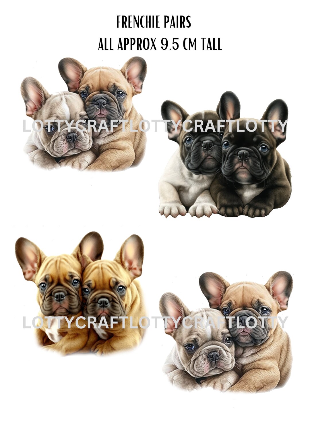Cute French Bulldog Couples Mulberry Rice Paper for Decoupage and All ...