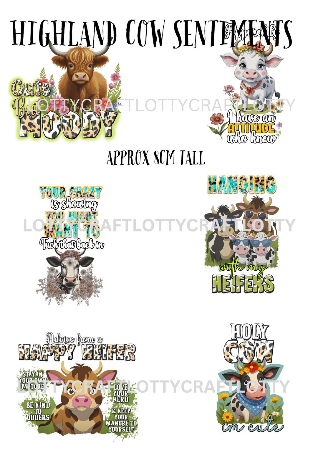 Highland Cow Sentiments Mulberry Rice Paper for Decoupage and All Paper ...