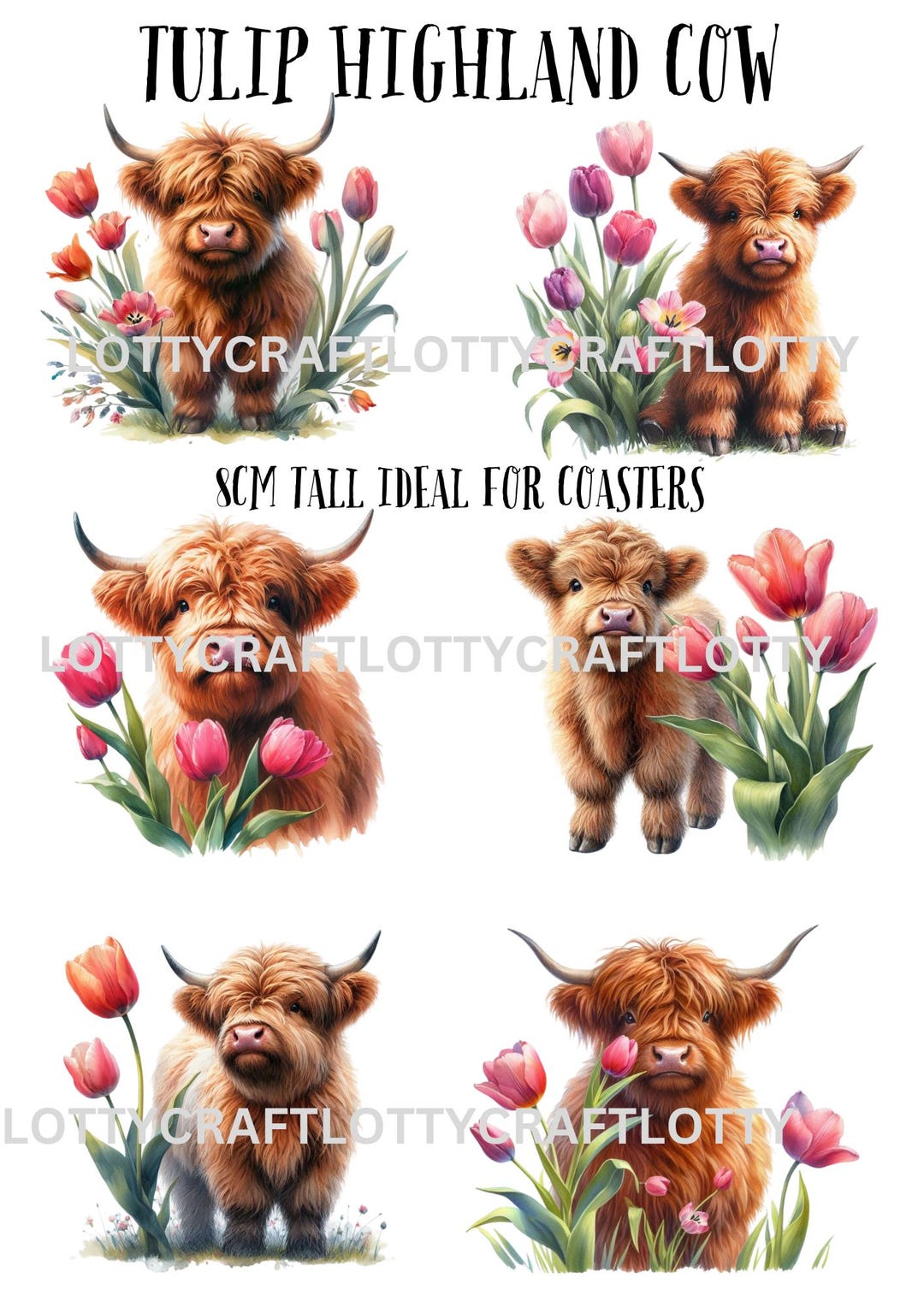 Tulip Highland Cow A4 Mulberry Rice Paper for Decoupage - Etsy