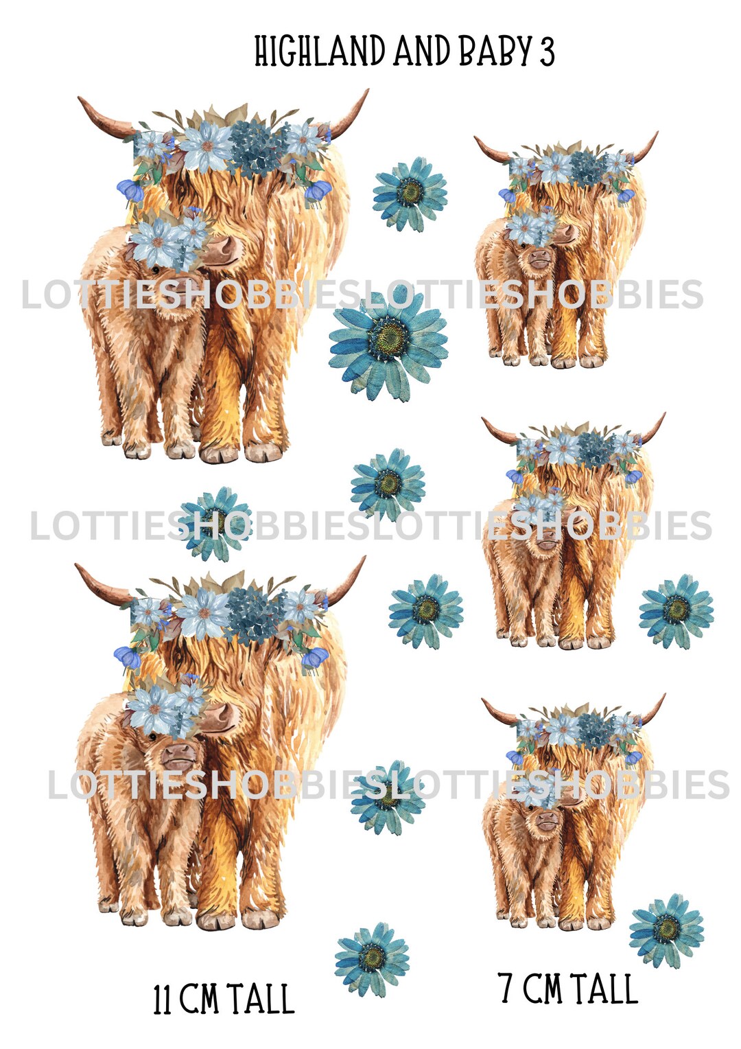 Floral Highland Cow and Baby Mulberry Rice Paper for Decoupage - Etsy
