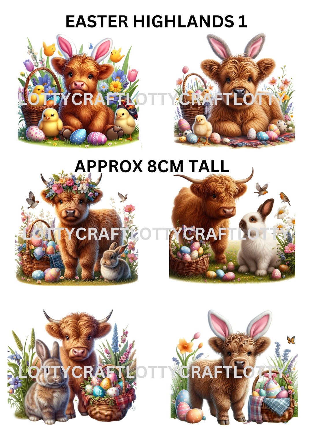 Easter Highland Cow Mulberry Rice Paper Design for Decoupage and All ...