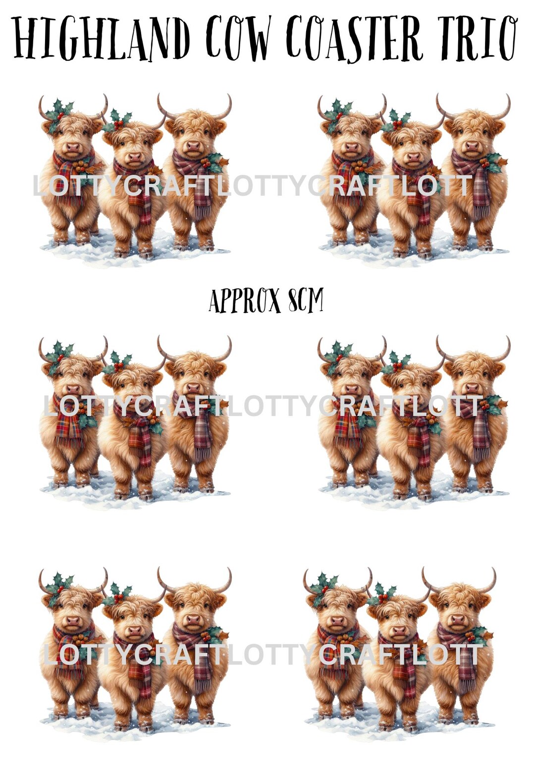 Highland Cow Trio Mulberry Rice Paper Design for Decoupage FREE UK ...