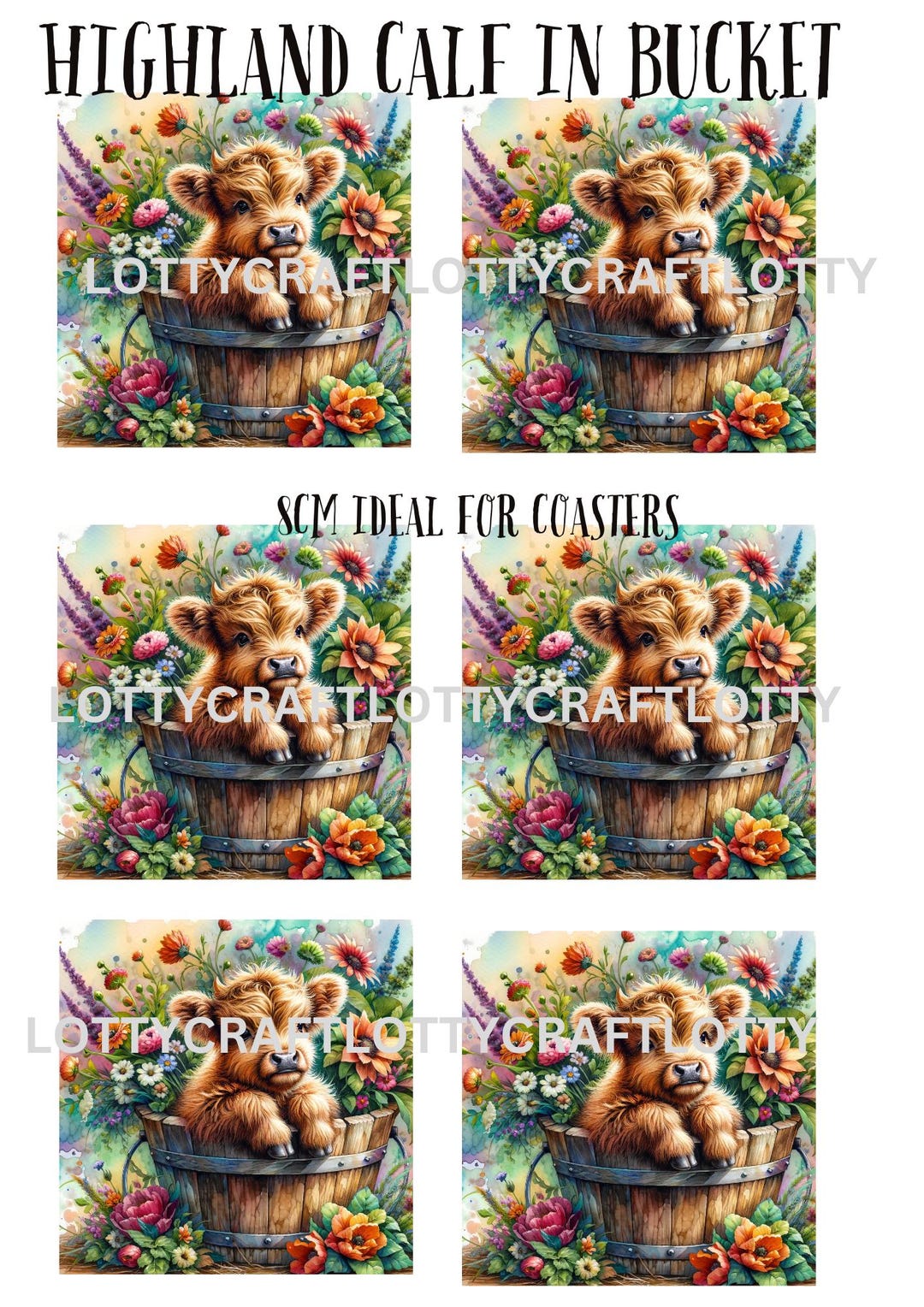 Highland Cow in a Bucket A4 Mulberry Rice Paper for Decoupage - Etsy