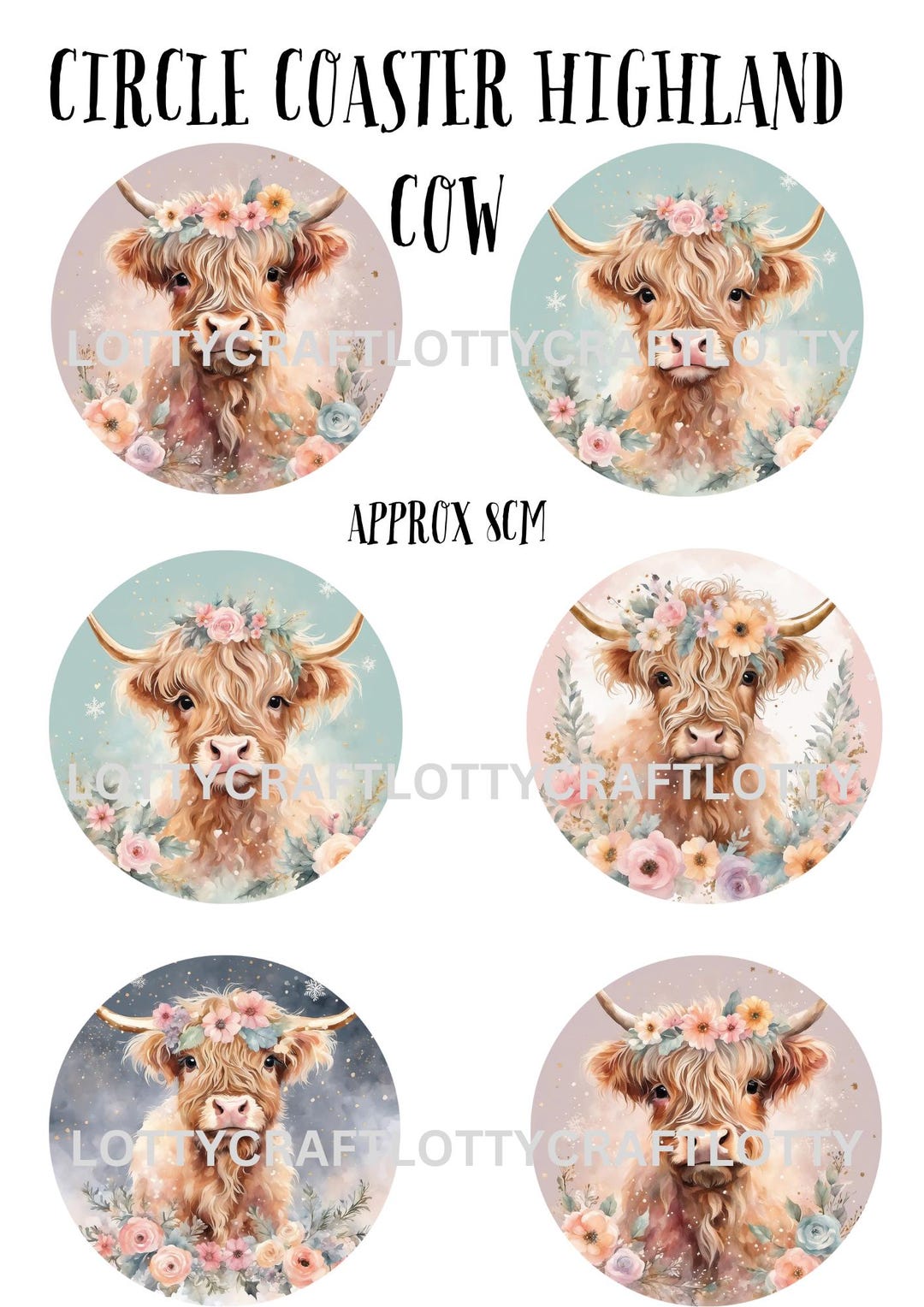 Circle Highland Cow A4 Mulberry Rice Paper for Decoupage - Etsy