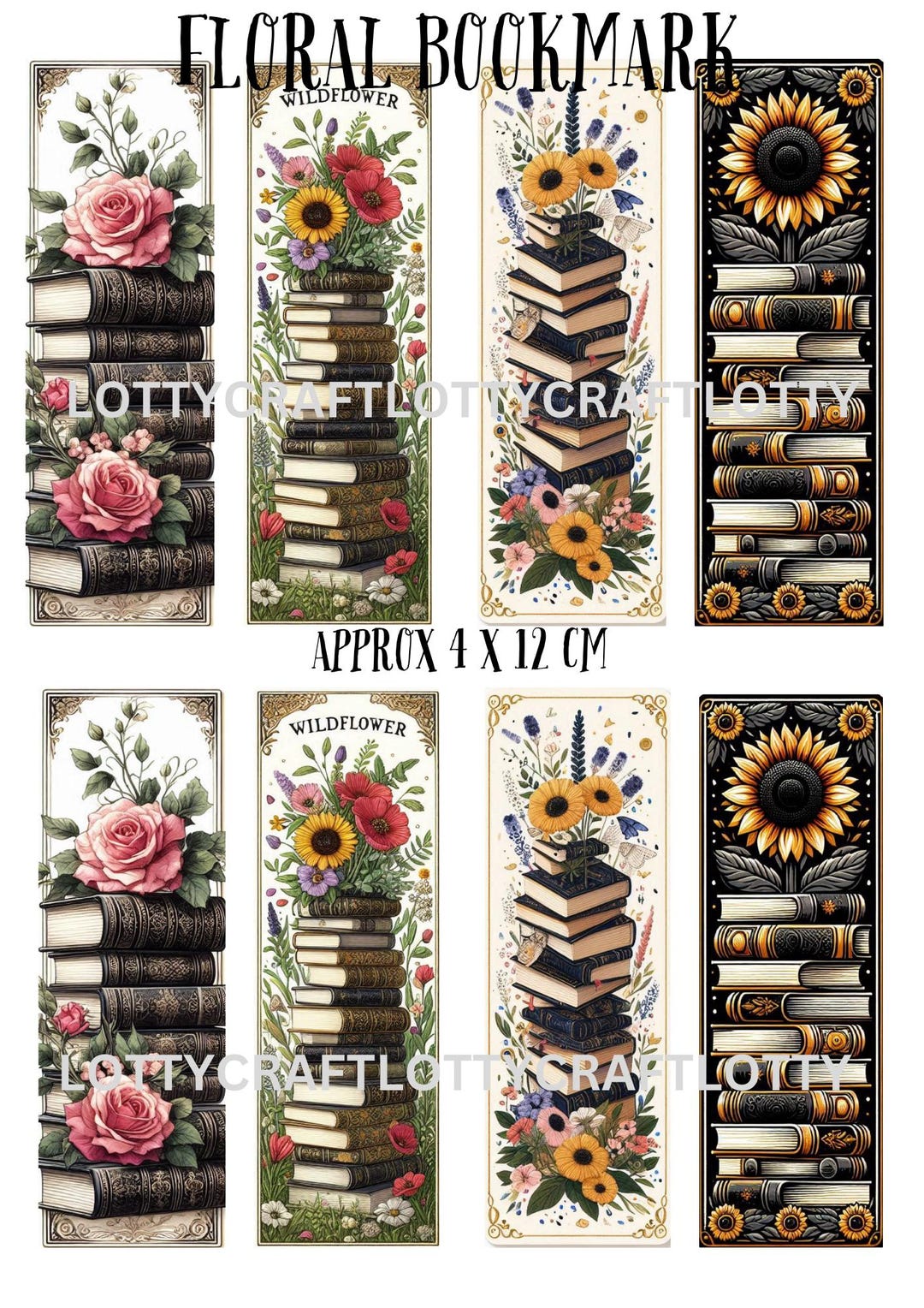 Floral Bookmarks A4 Mulberry Rice Paper for Decoupage Free WW Delivery ...