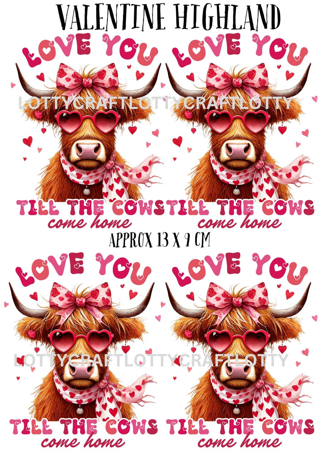Valentine Highland Cow A4 Mulberry Rice Paper for Decoupage - Etsy