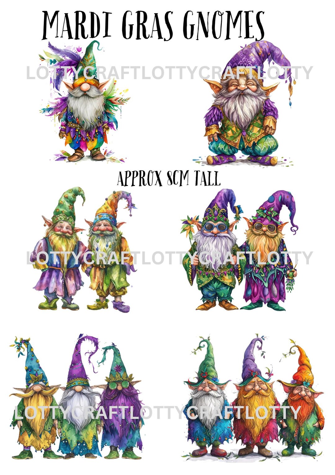 Mardi Gras Gnomes A4 Mulberry Rice Paper for Decoupage - Etsy