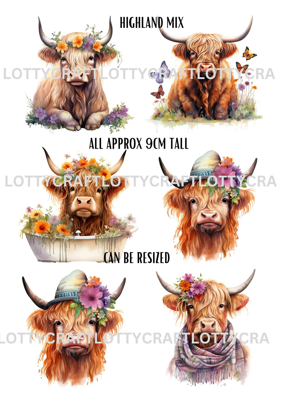 Highland Cow Mix Mulberry Rice Paper for Decoupage and All Paper Crafts ...