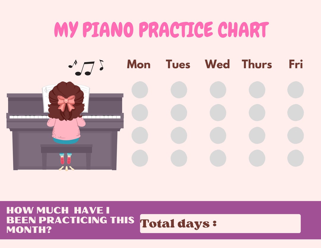 Piano Practice Chart, Piano Practice Log, Learning Piano, Music ...