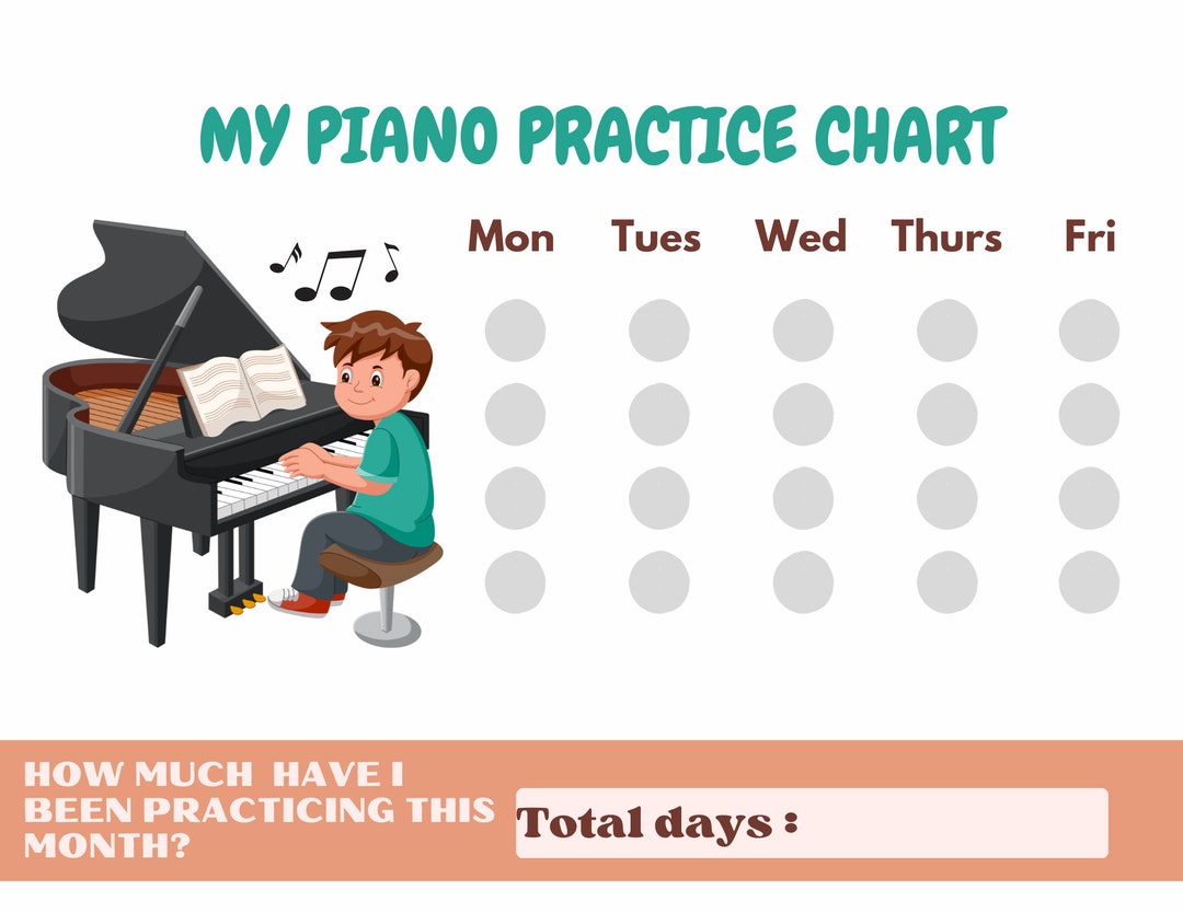 Piano Practice Chart/log, Learning Piano, Teaching Piano, Music ...