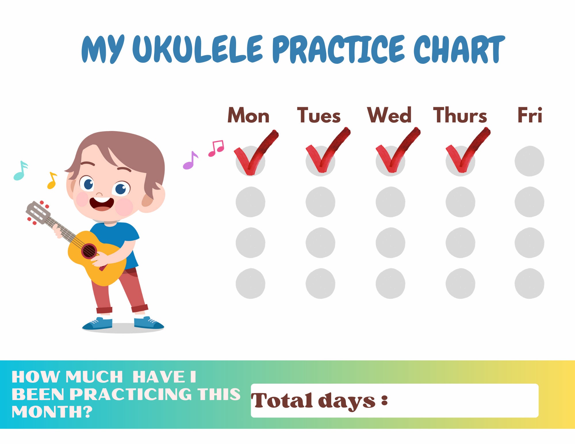 Ukulele Practice Chart, Ukulele Practice Log, Ukulele Poster, Music ...