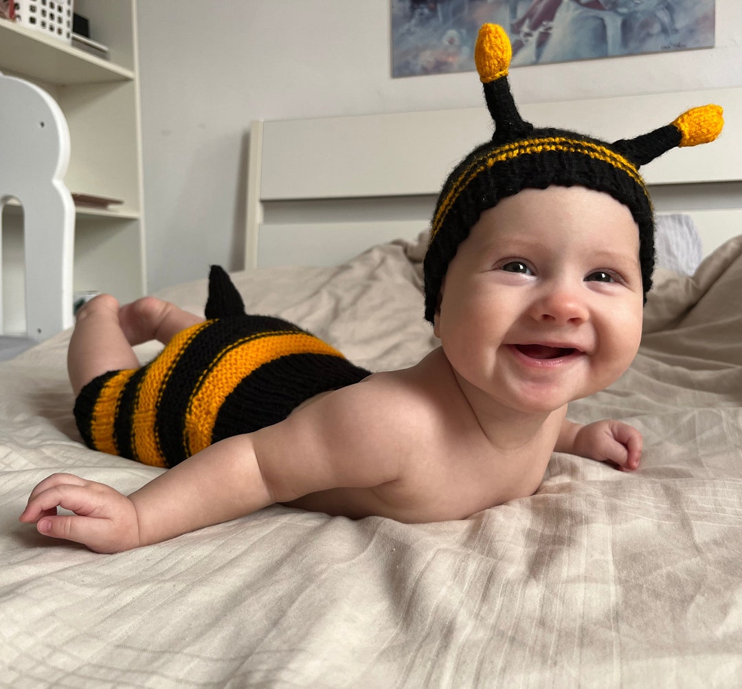 Newborn Bumblebee Costume, Knitted Bee Costume, Overall Set Suit Shorts ...