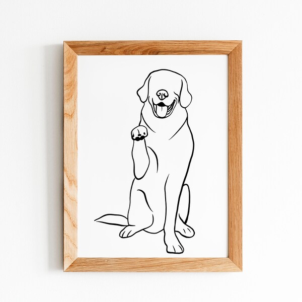 Golden Retriever Line Art - Etsy