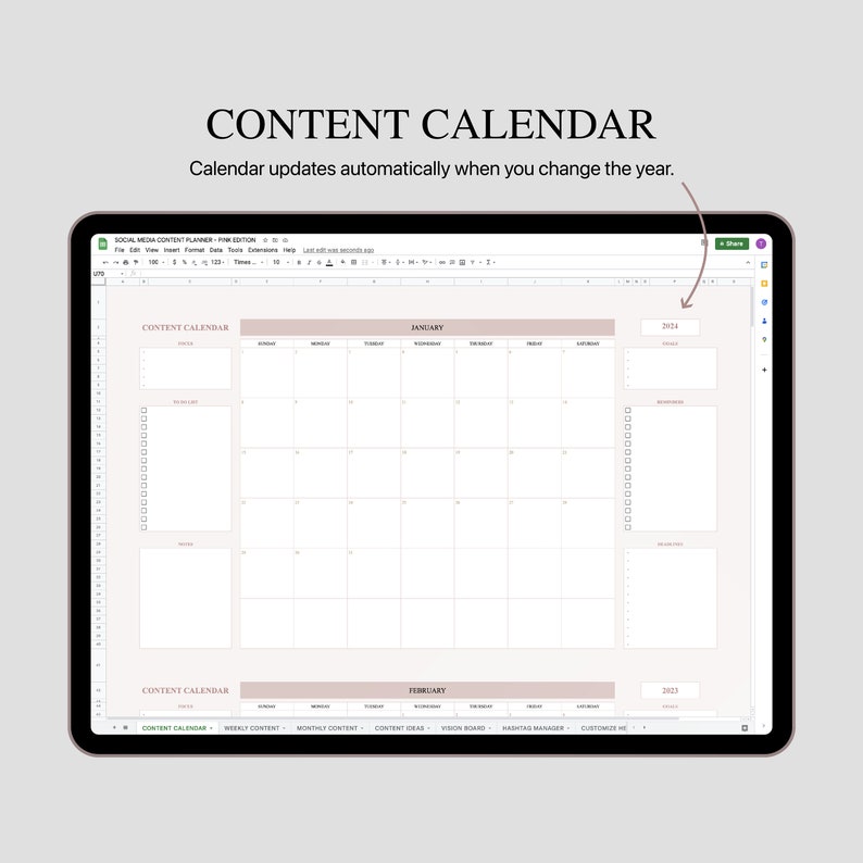 Content Planner Google Sheets, Social Media Content Calendar, Social ...