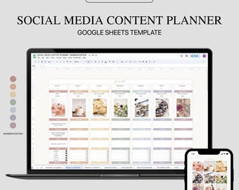 Content Planner Google Sheets, Social Media Content Calendar, Social ...
