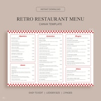 Editable Restaurant Menu Template | Canva Digital Download - Etsy