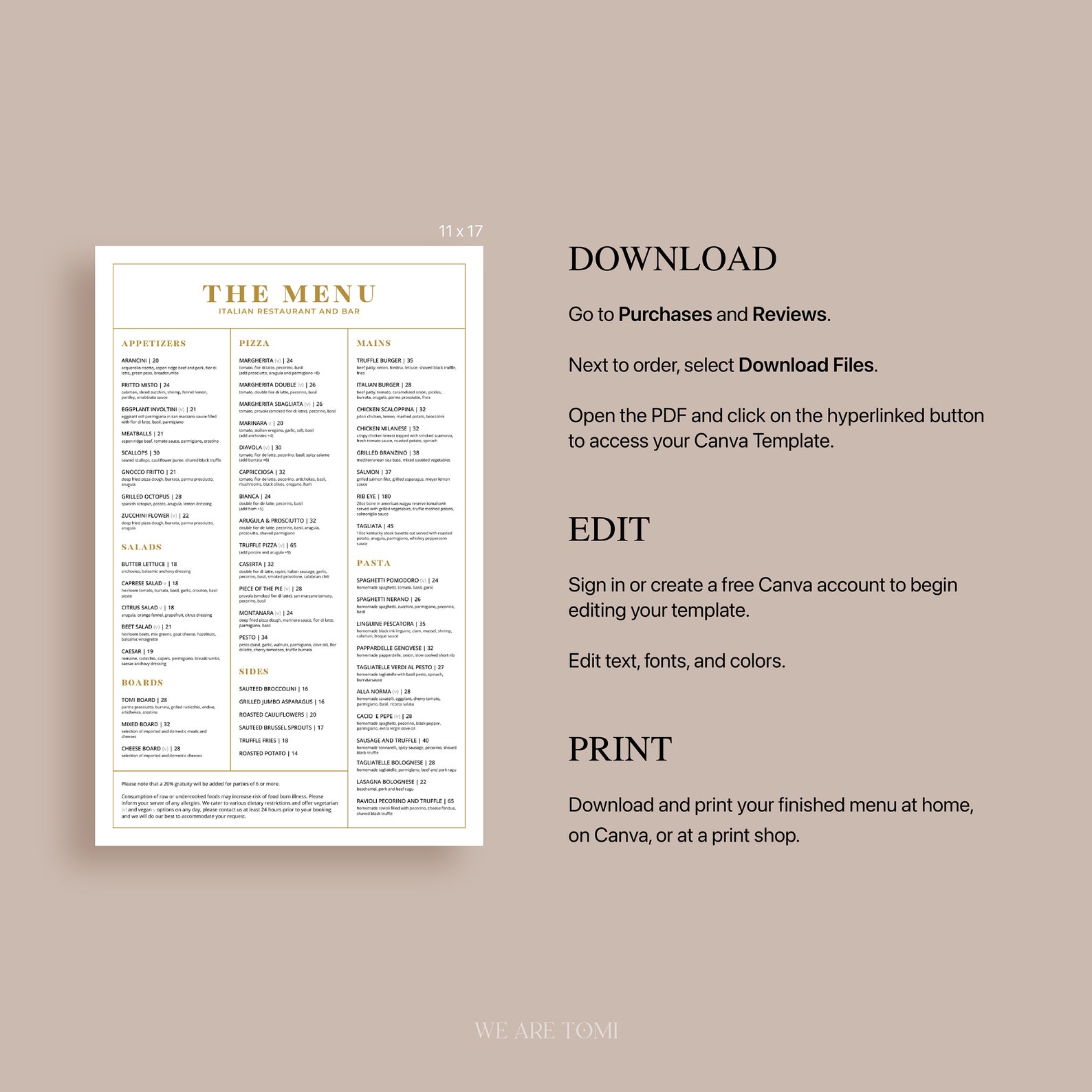 Classic Restaurant Menu Canva Template, Editable Restaurant Menu ...