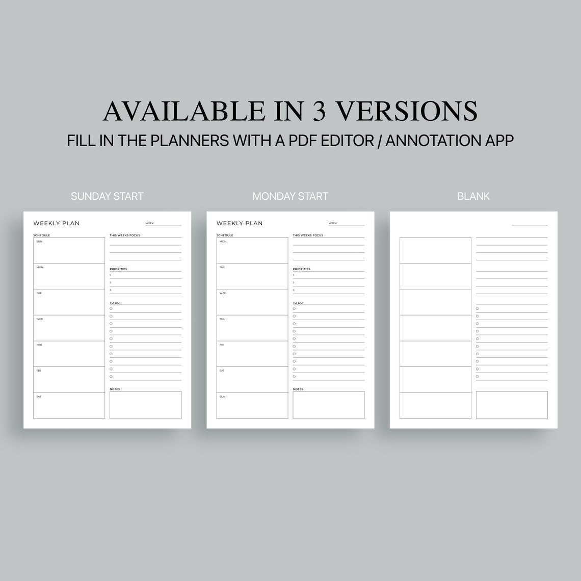 Daily Planner Printable, Weekly Planner Printable, Monthly Planner ...