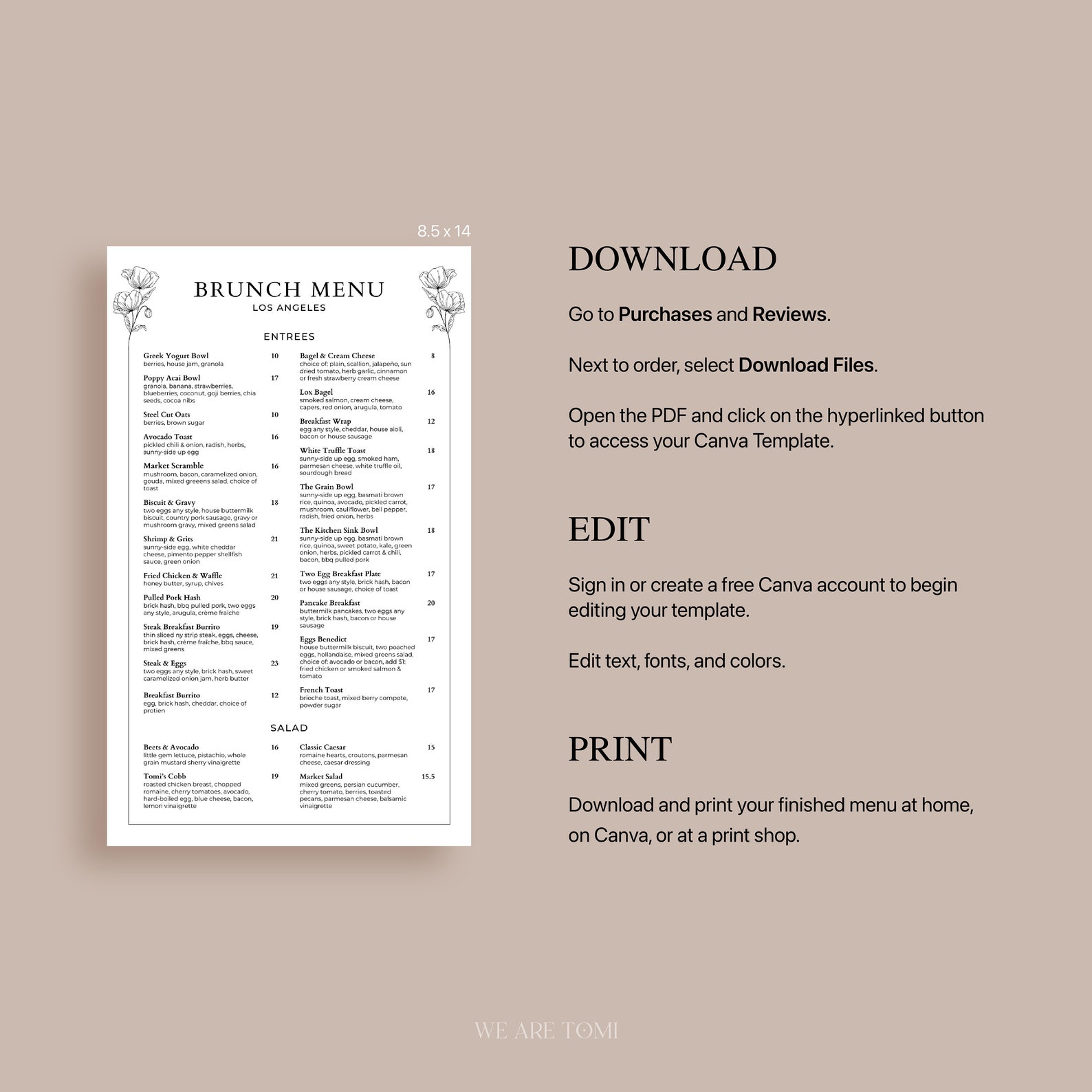 Classic Restaurant Menu Canva Template, Editable Restaurant Menu ...