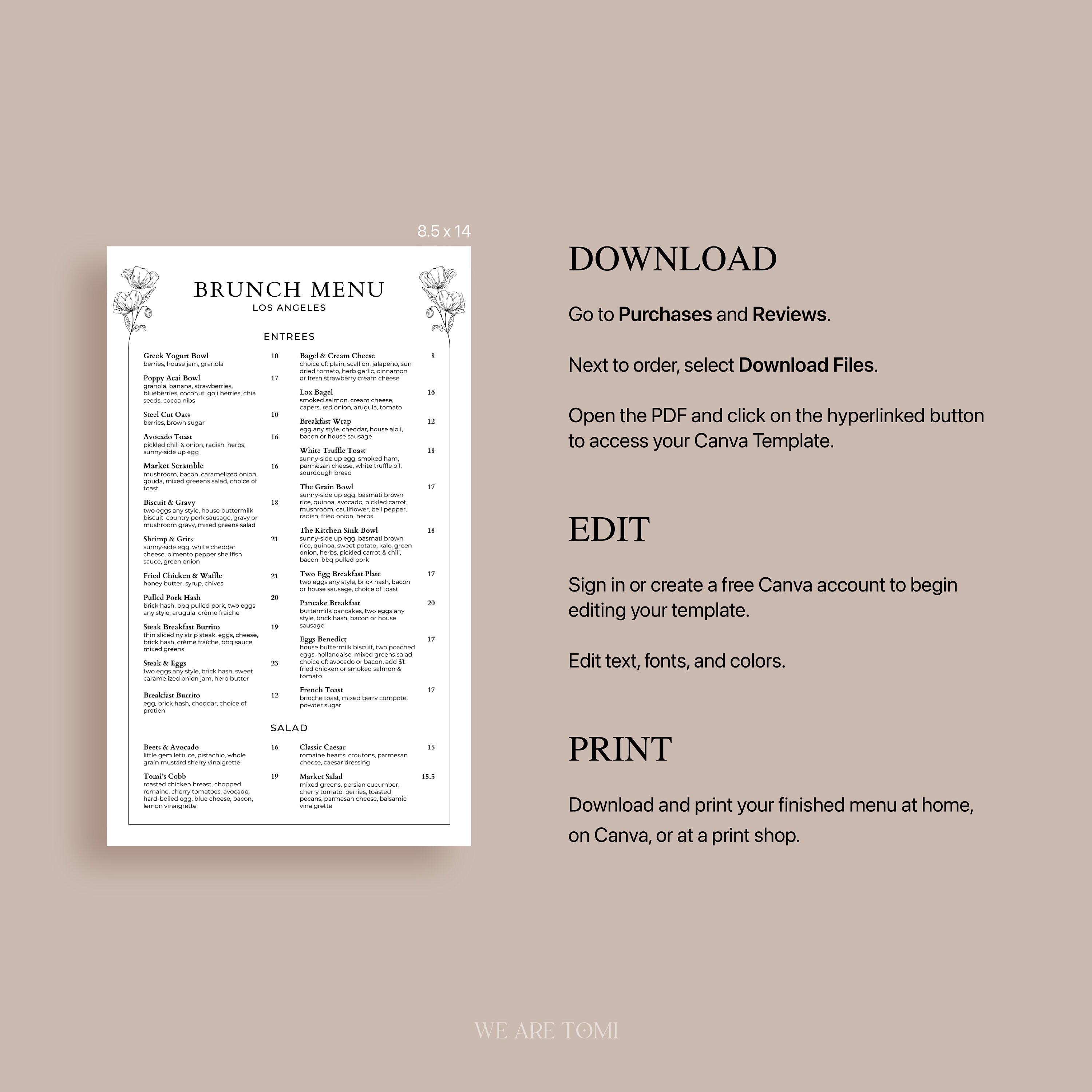 Classic Restaurant Menu Canva Template, Editable Restaurant Menu ...