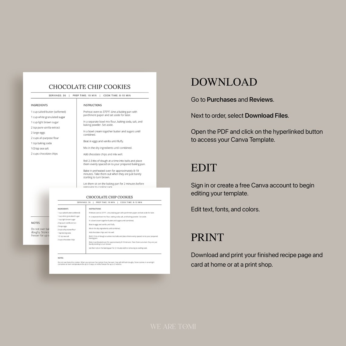 Recipe Card Template, Printable Recipe Book Page Template, Recipe ...