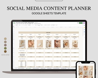 Content Planner Google Sheets, Social Media Content Calendar, Social ...