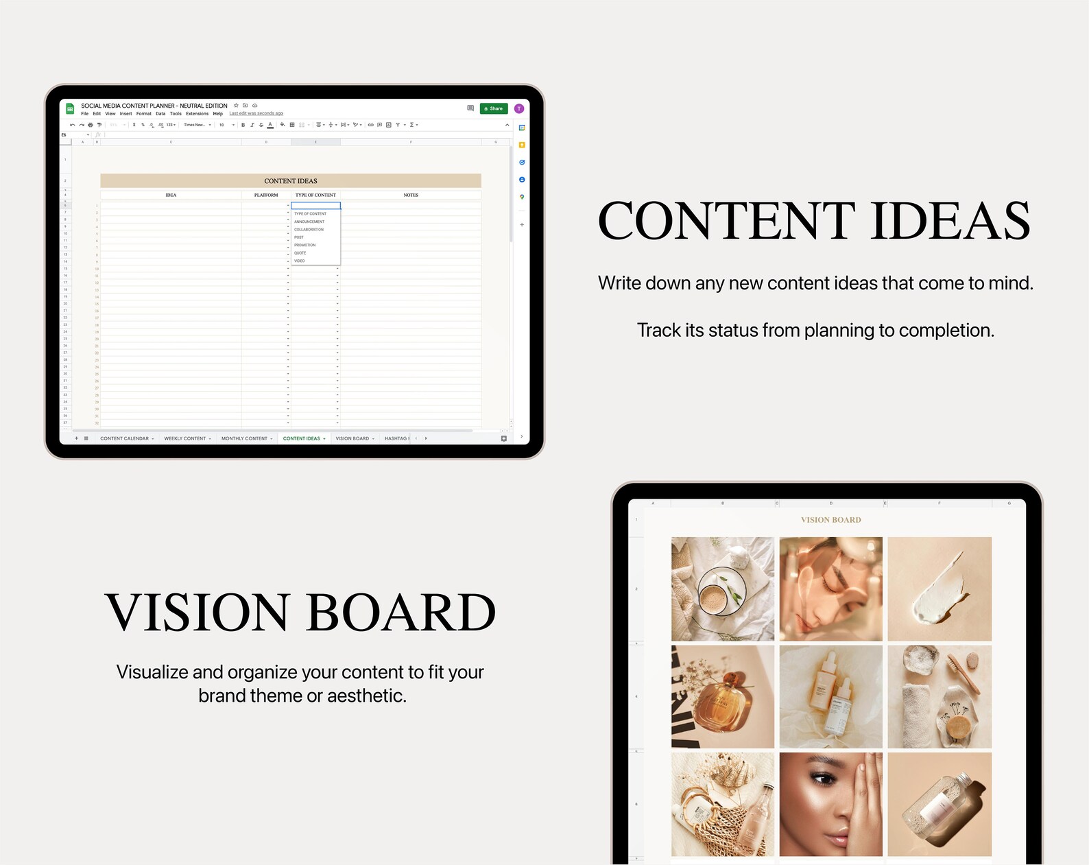 Content Planner Google Sheets Social Media Content Calendar - Etsy