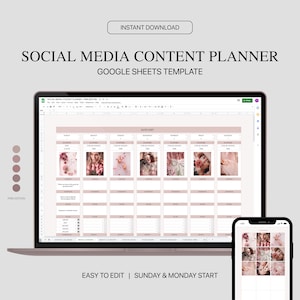 Content Planner Google Sheets, Social Media Content Calendar, Social ...