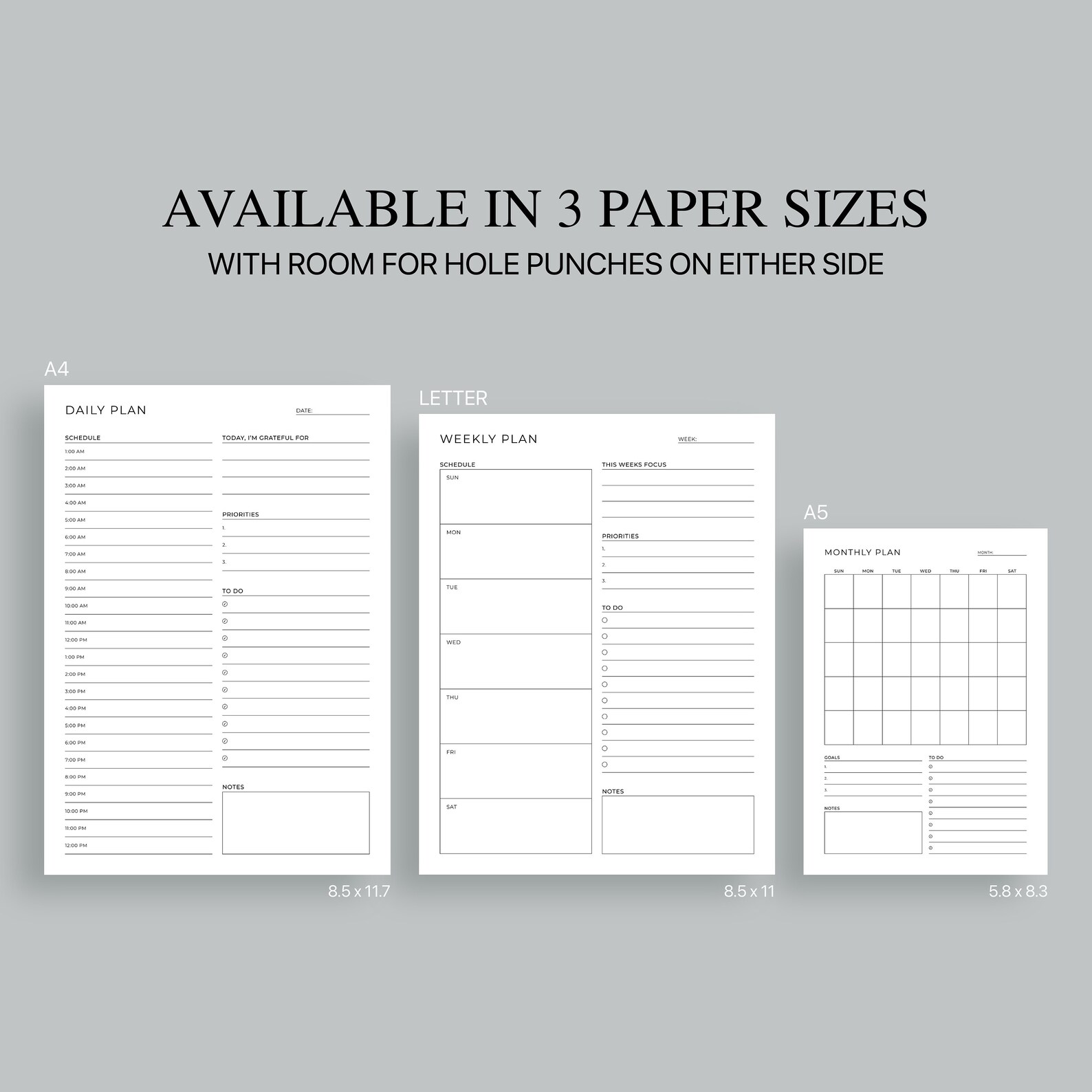 Daily Planner Printable, Weekly Planner Printable, Monthly Planner ...