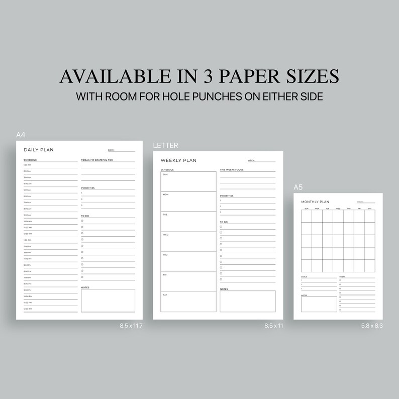 Daily Planner Printable, Weekly Planner Printable, Monthly Planner ...