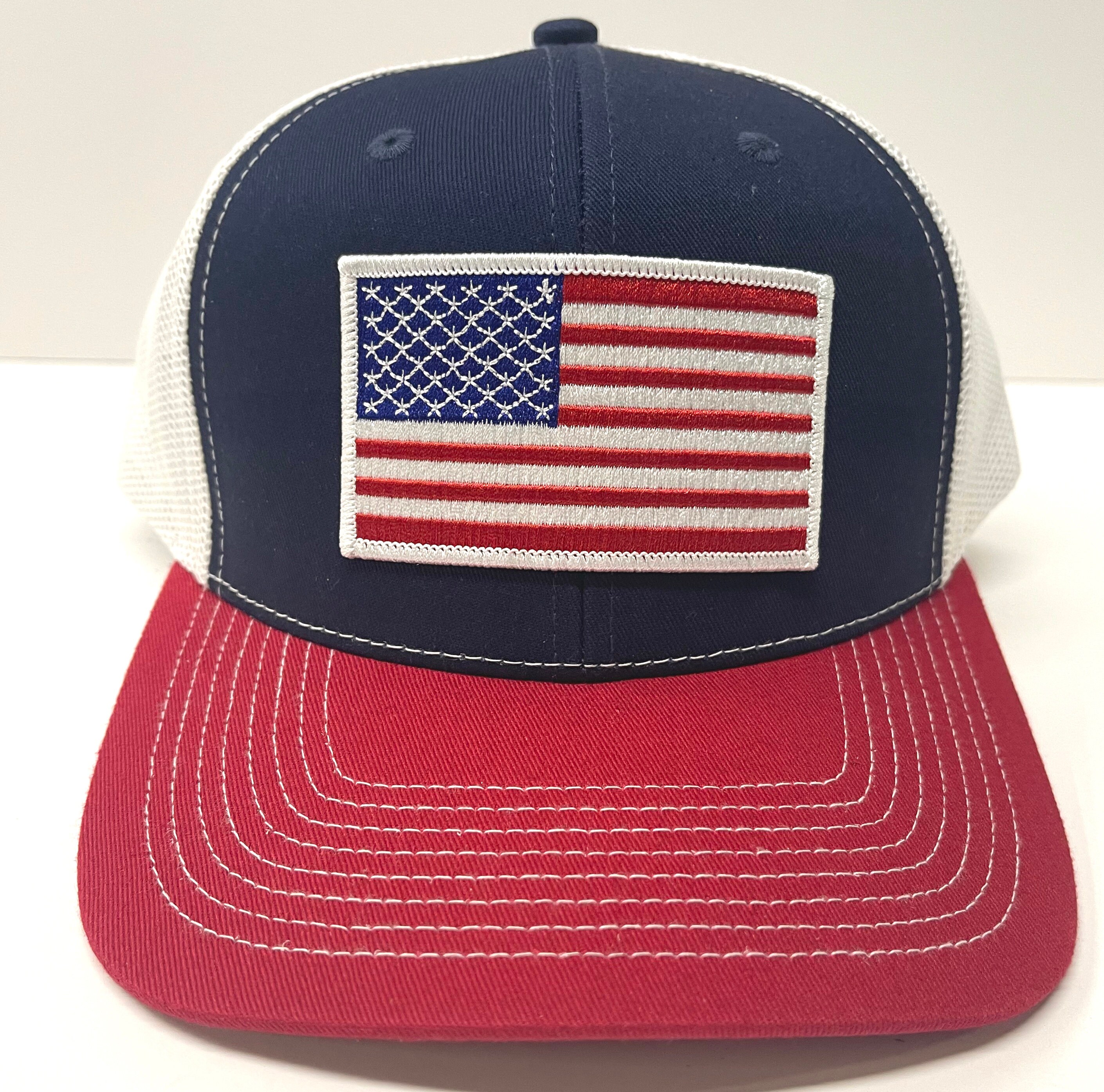 American Flag Adjustable Snapback Trucker Mesh Hat, US Flag Hat ...