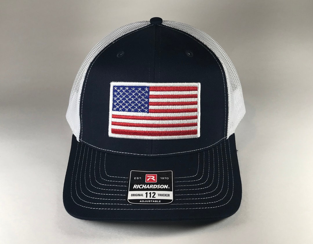 Richardson 112 Snapback, American Flag Embroidered Patch Trucker Hat ...