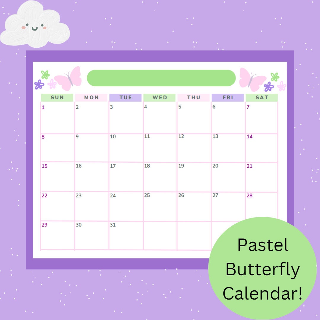 Pastel Butterfly Calendar - Etsy