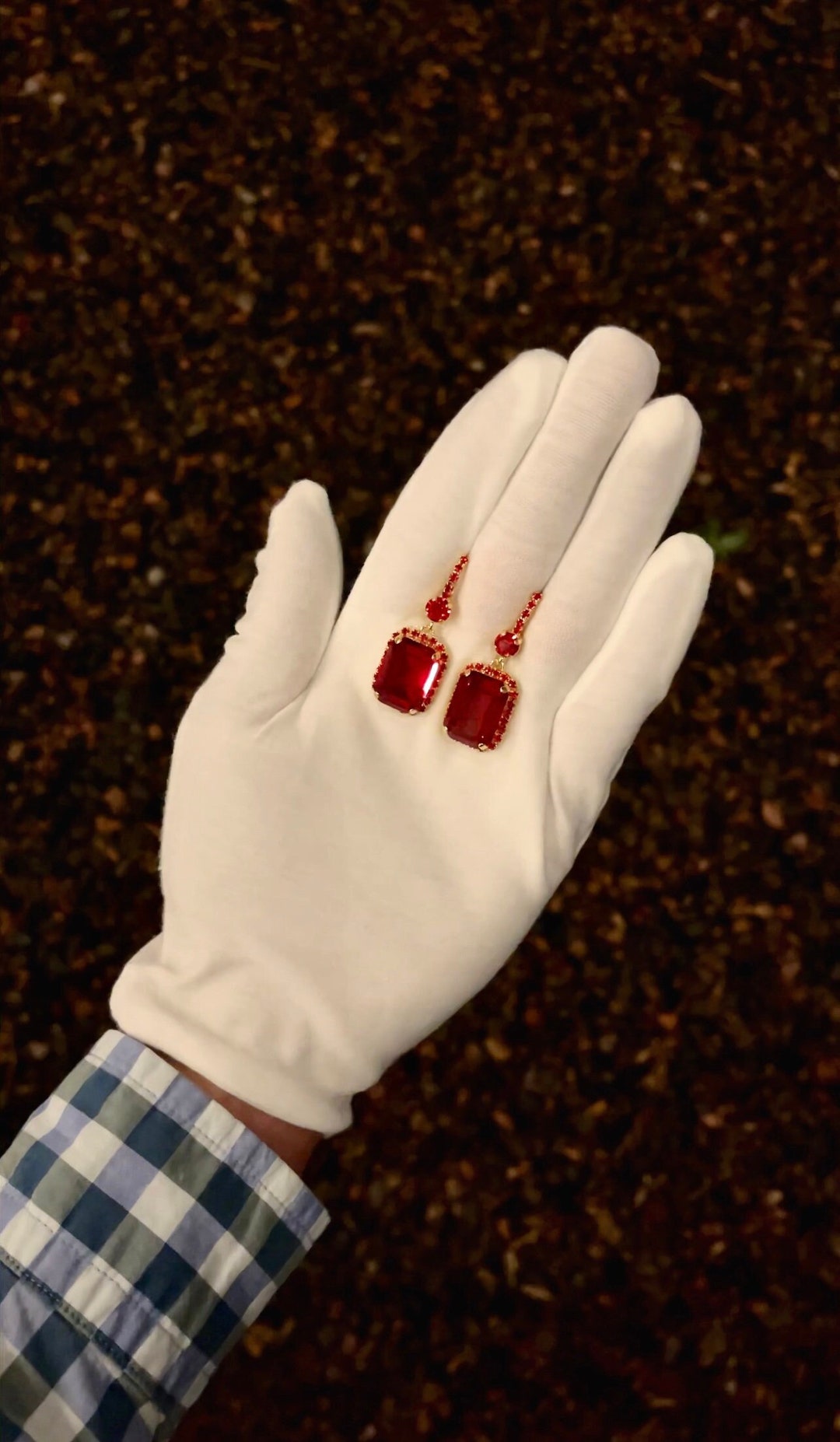 Red | Round and Emerald Cut Crystal Lever Back Earrings | Wizard of Oz ...