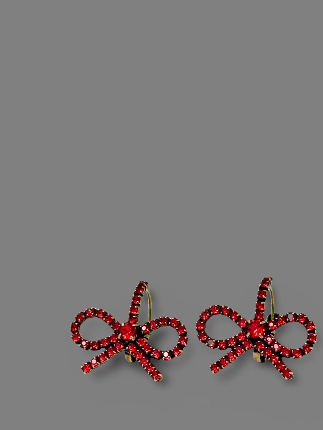 Red | Crystal Bow Lever Back Earrings | Red Shoes Ballet Inspired ...