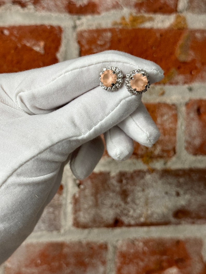 Peach | 2024 Color of the Year | Round Halo Crystal Rhinestone Stud ...
