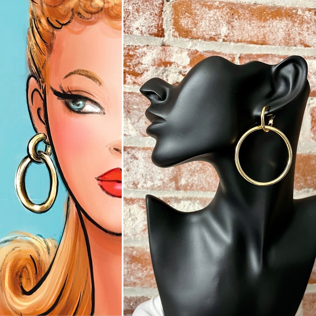 Gold | Margot Robbie Barb E Doll Inspired Double Hoop Earrings for ...