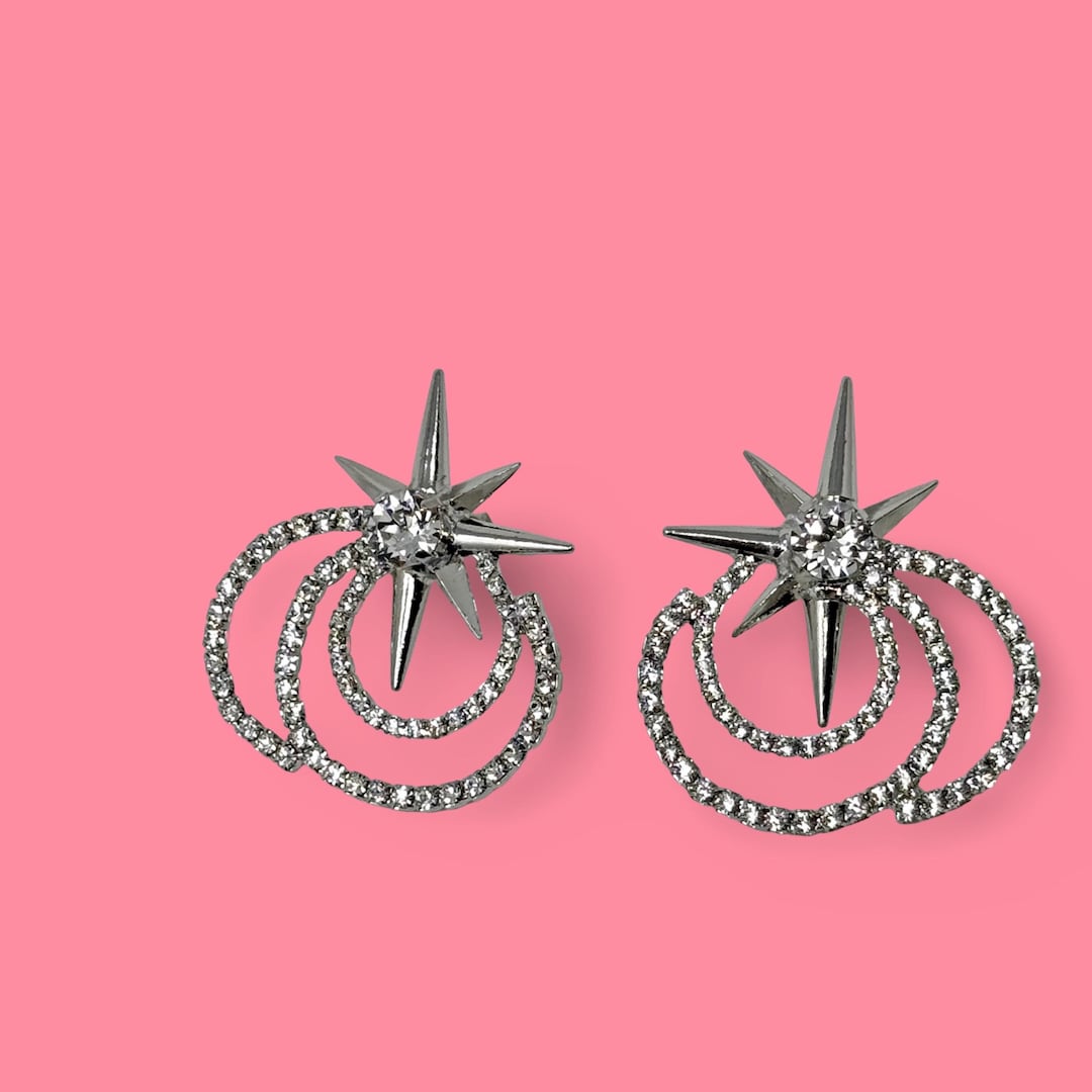 Clear | Glinda Inspired Star Circle Post Earrings | Glinda Cosplay Accessories | Celestial ...