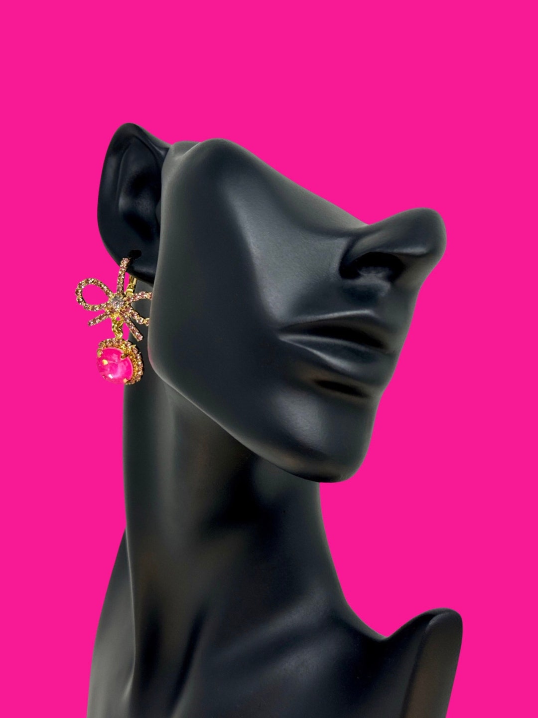 Pink | Barb E. Inspired Bow and Round Rivoli Halo Crystal Rhinestone ...