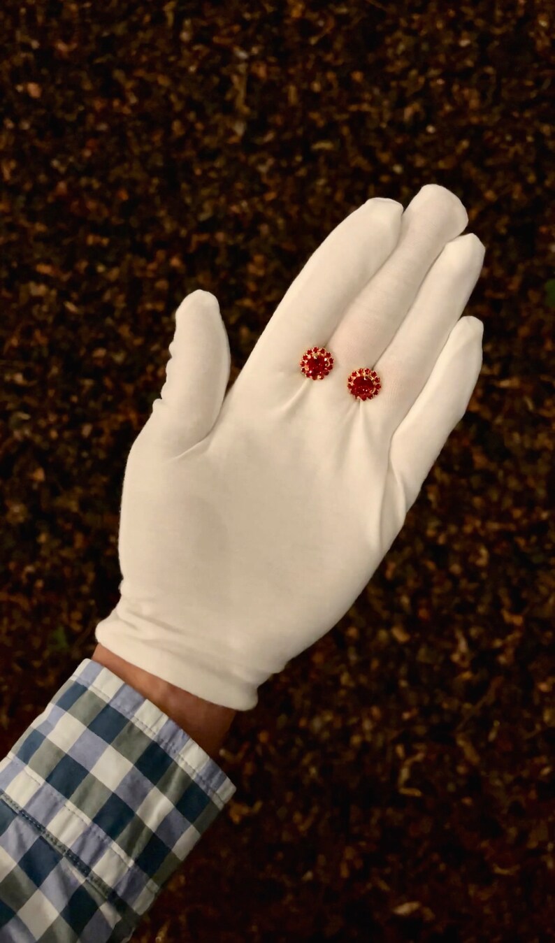 Red | Small Round Halo Stud Crystal Earrings | Wizard of Oz | Ruby ...