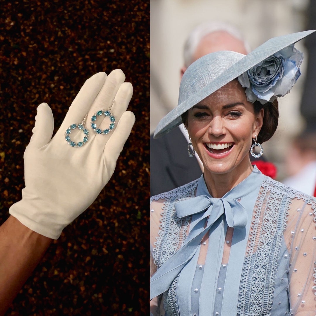 Blue and Clear | Kate Middleton Inspired Oval Hoop Earrings | Royal Family | Queen Earrings ...