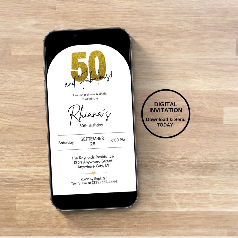 50th Birthday Invitation, 50 and Fabulous, 50th Birthday Invite, 50th ...
