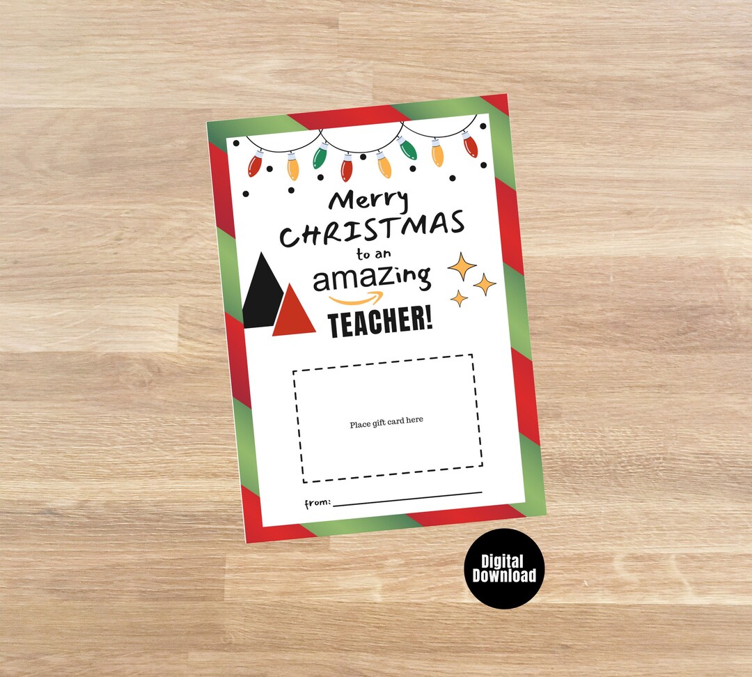 PRINTABLE Amazon Gift Card Holder for Teacher, Christmas Gift for ...