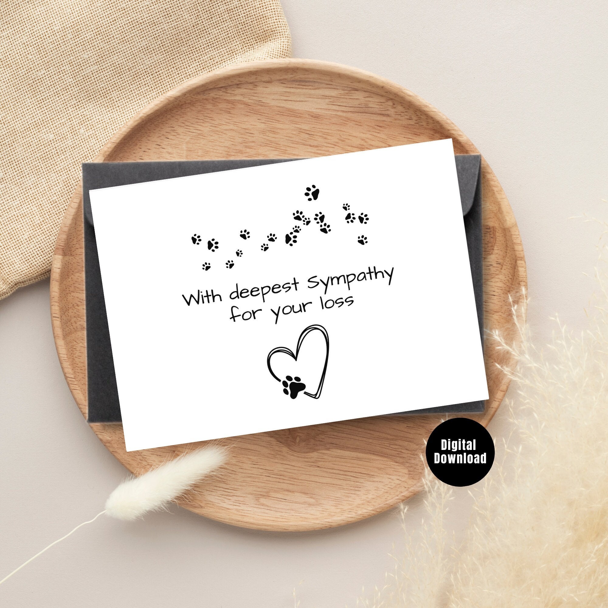 Printable Dog Sympathy Card, Cat Sympathy Card, Pet Condolence Card ...