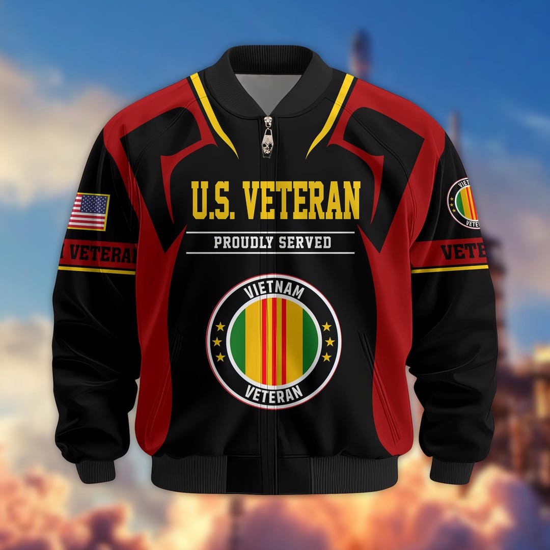 US Vietnam Veteran Jackets for Men - Proudly Served Military Bomber ...